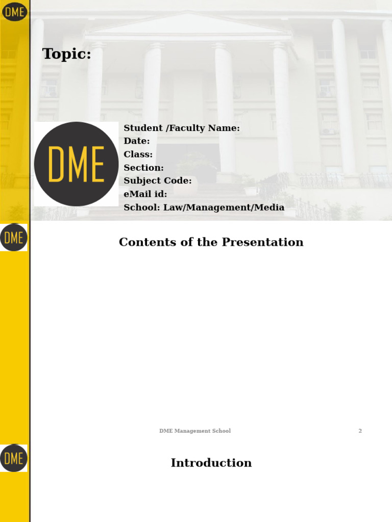 DME Template For Class Presentations | PDF