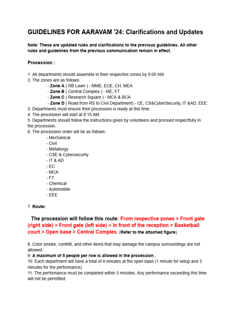 Guidelines of Aaravam '24 Clarification and Upda - 240911 - 183326 | PDF