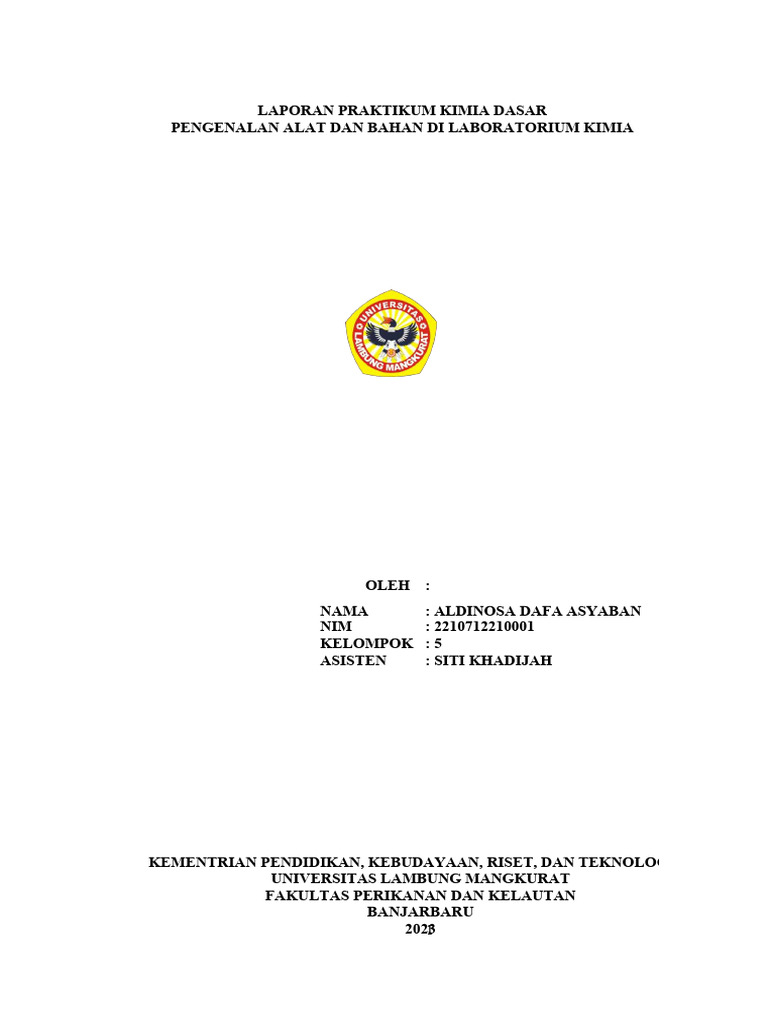 Laporan Praktikum Kimia Dasar Pengenalan | PDF Laporan Praktikum Kimia Dasar Pengenalan | PDF