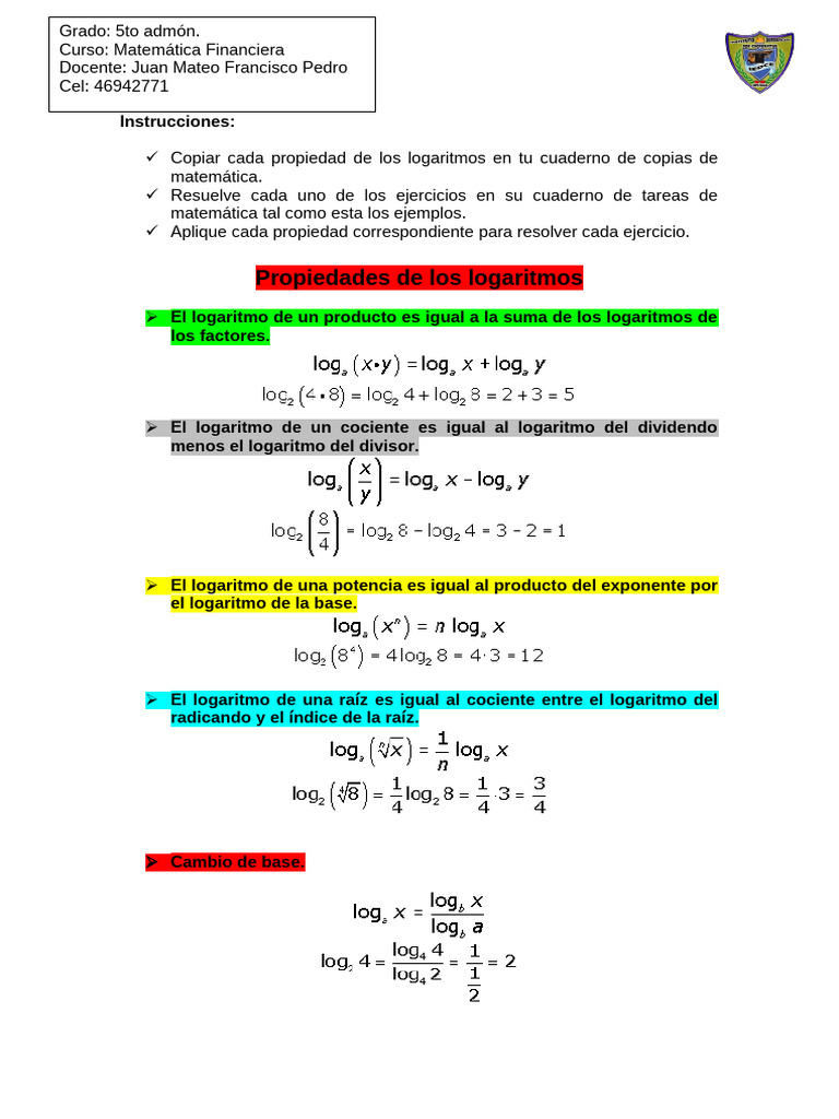 Tarea de Matematica 5to Admon #1 | PDF