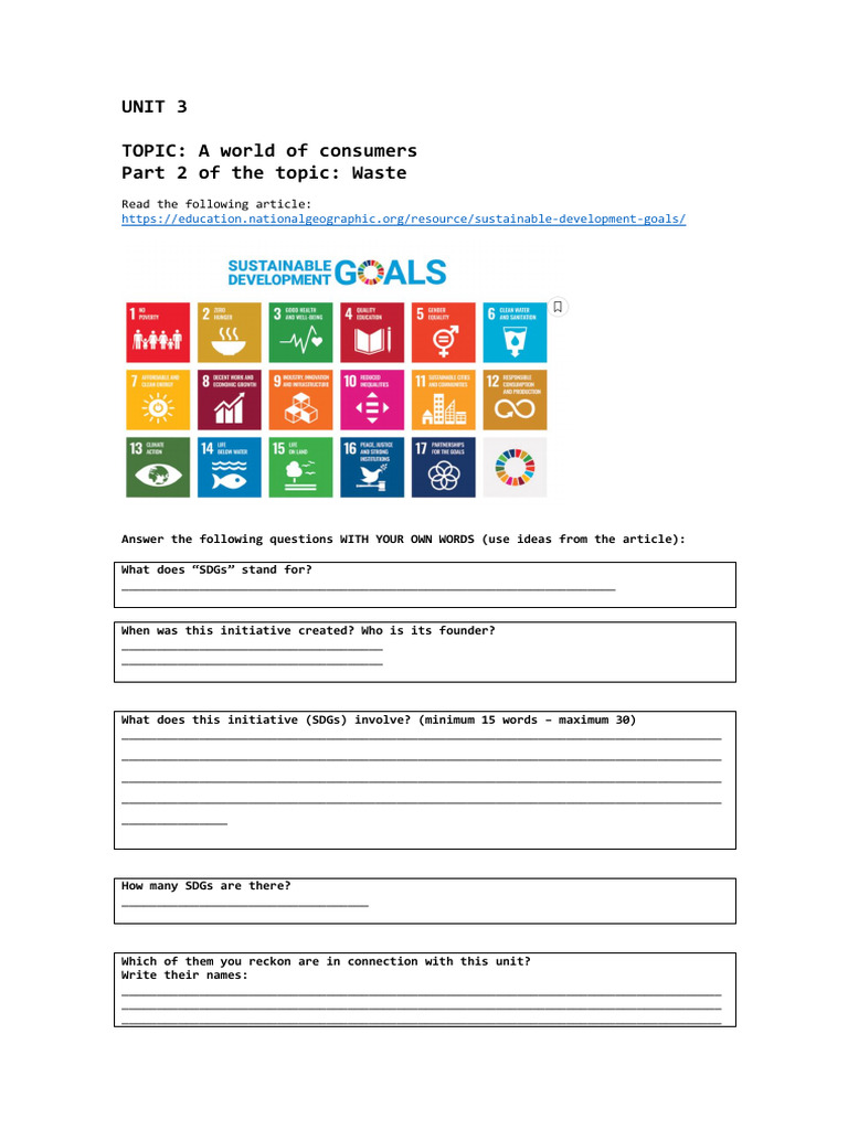 Part 2 - SDGs - Article - Questions | PDF