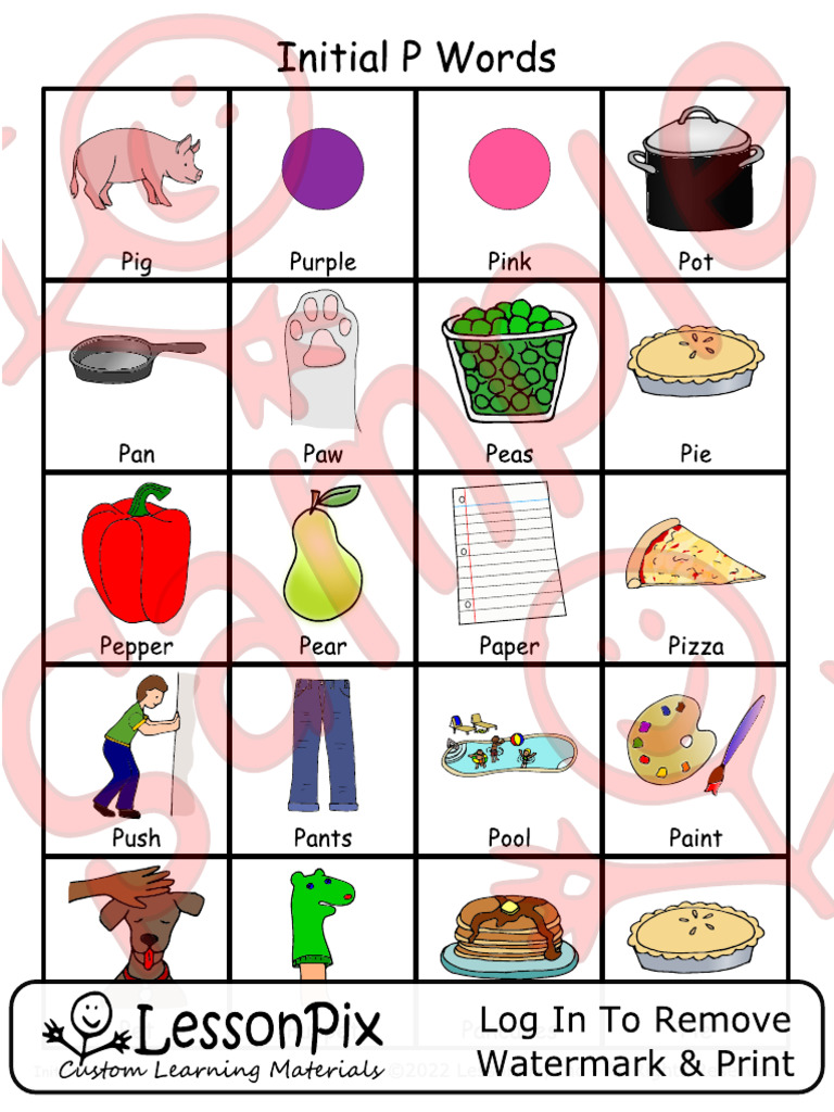 Initial+P+Words-material 16882962 | PDF