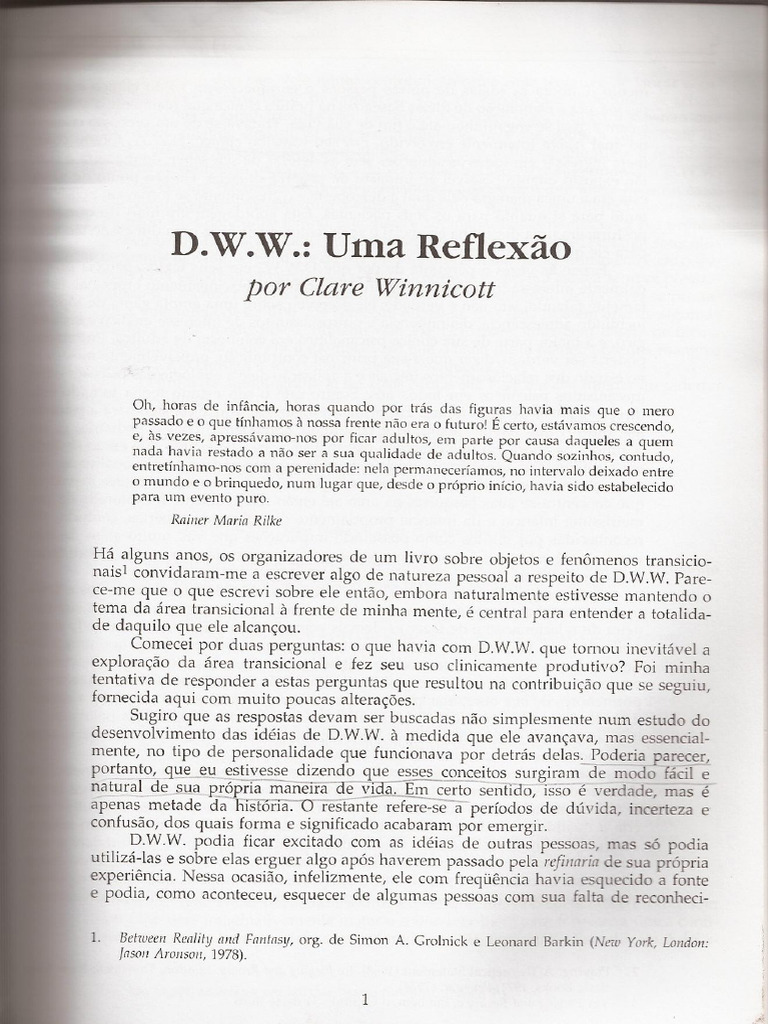 Texto 01 Complementar - D.W.W. Uma Reflexão | PDF