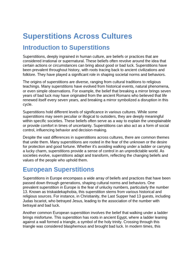 Superstitions Across Cultures | PDF
