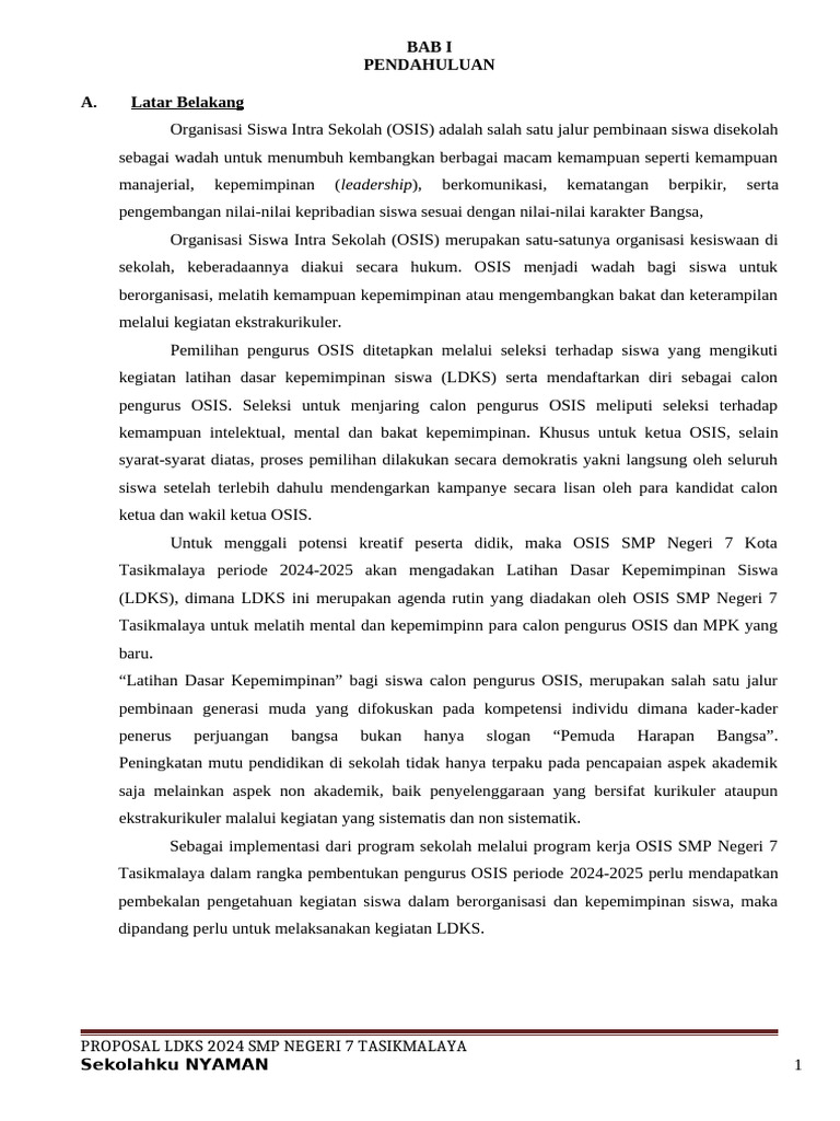 Proposal Kegiatan Ldks 2024 | PDF