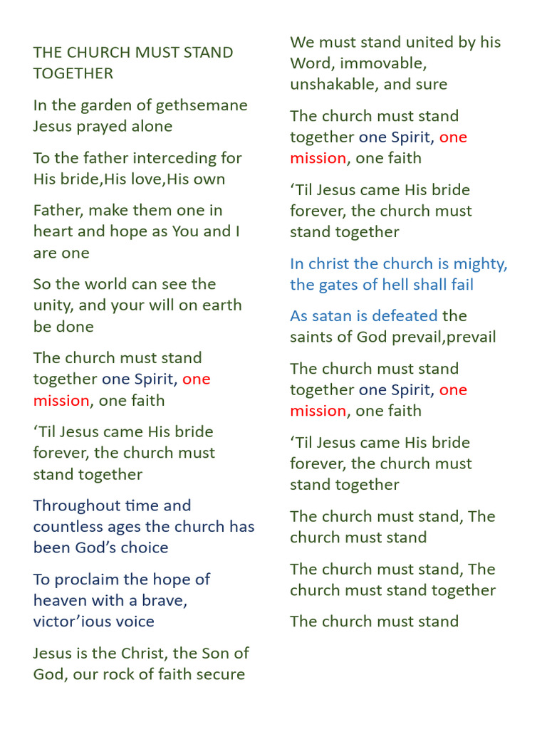 The Church Must Stand Together | PDF