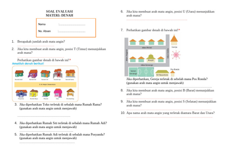 SOAL EVALUASI Denah | PDF
