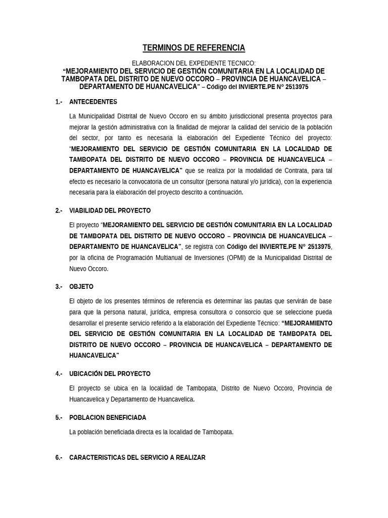 TDR Exp. Tec. Tambopata | PDF