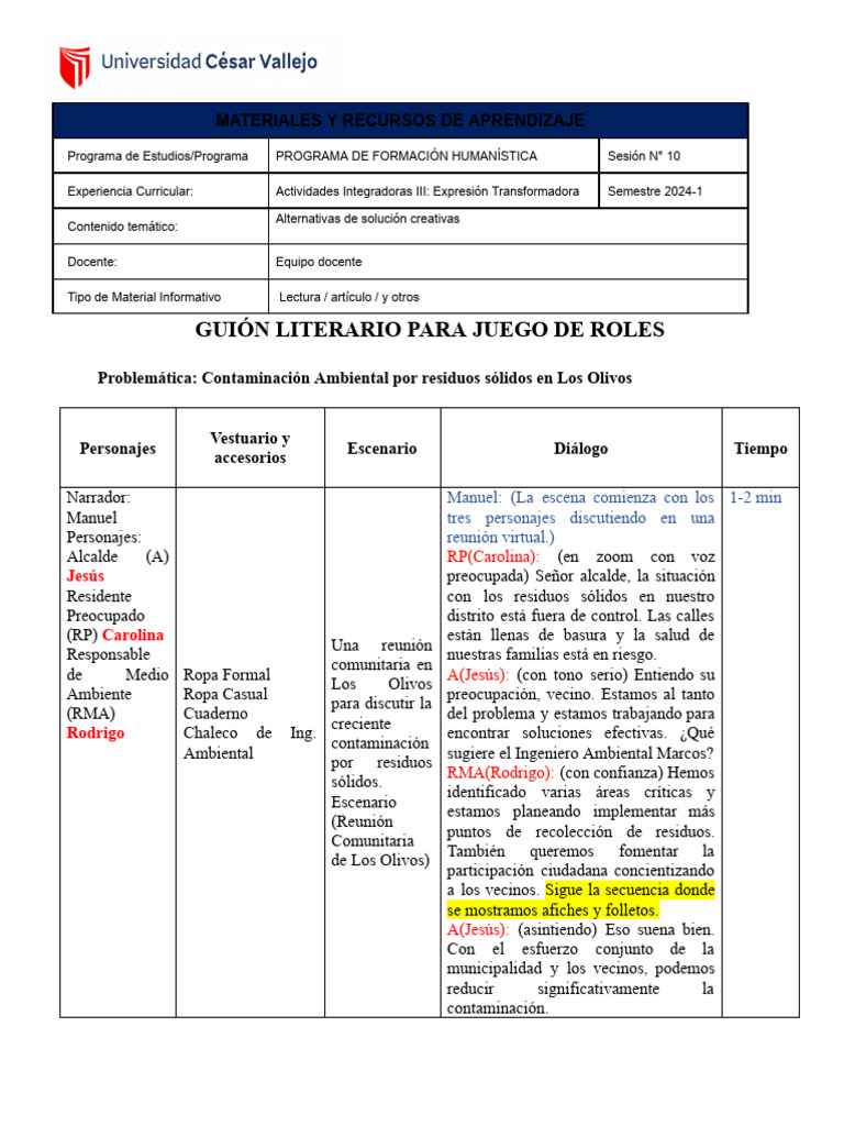 Plantilla Del Guion Literario | PDF