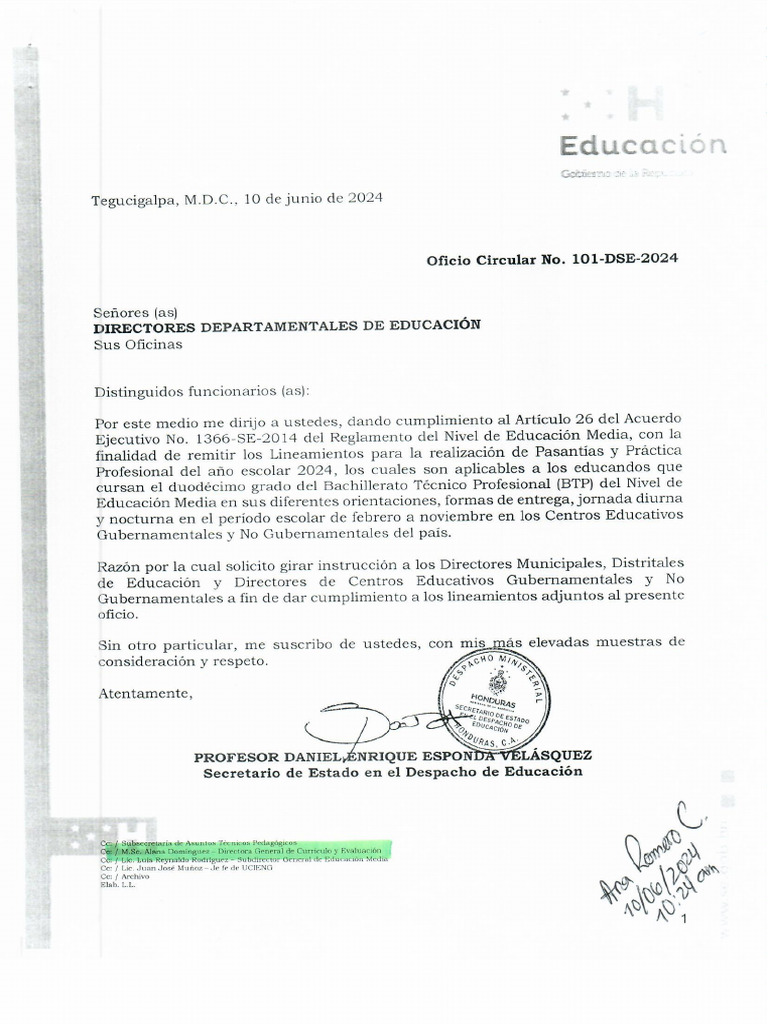 Oficio Circular 101-DSE-2024 Práactica Profesional | PDF Oficio Circular 101-DSE-2024 Práactica Profesional | PDF