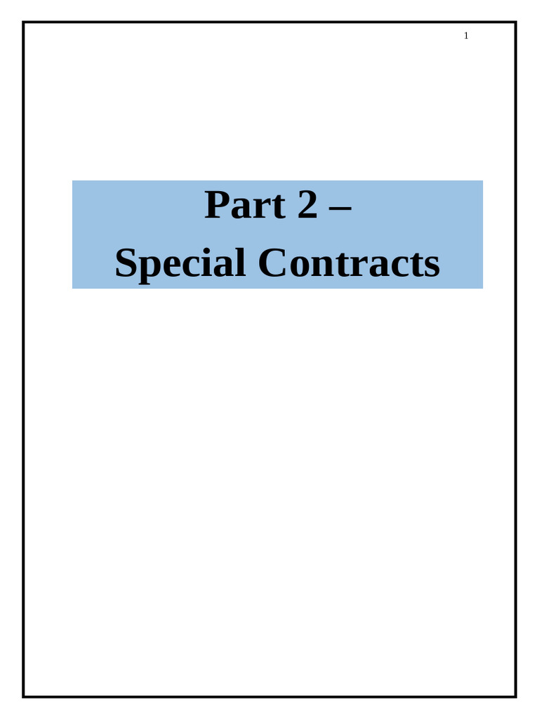 Part 2 Special Contracts | PDF