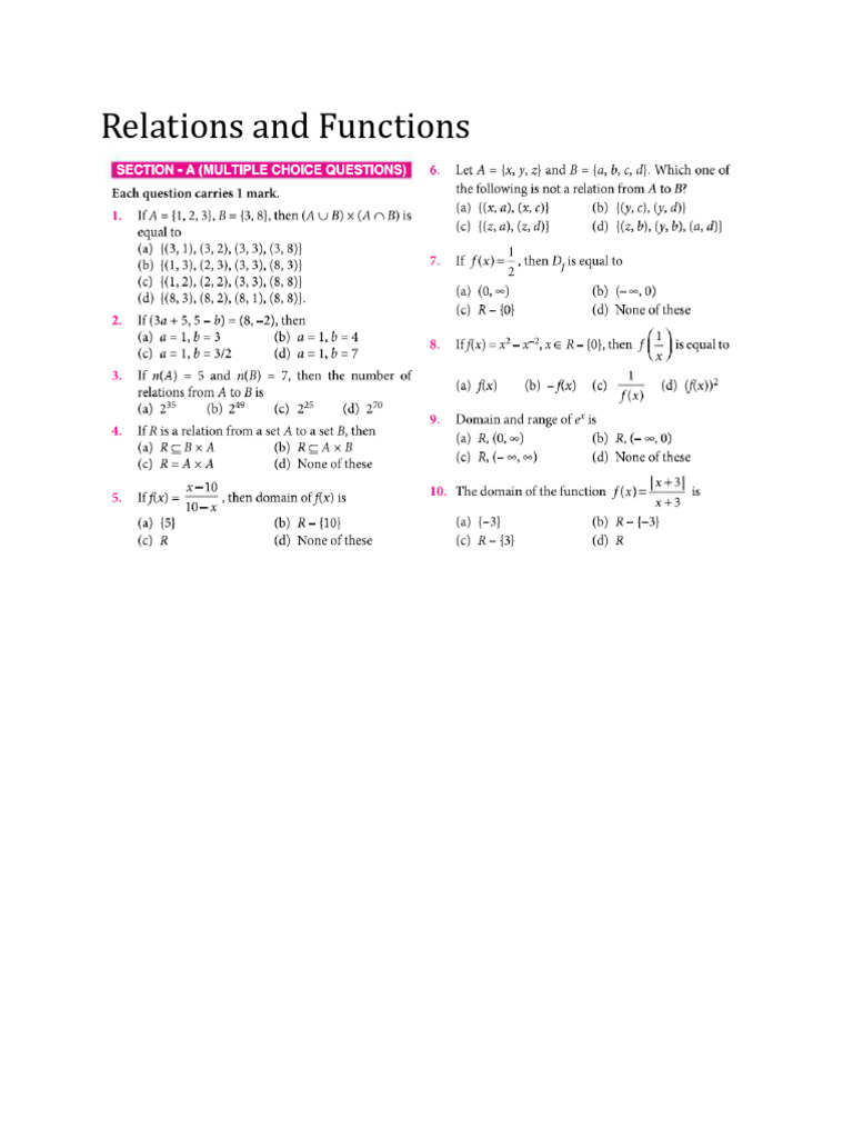 Relation Function Inverse Trigo Cbse | PDF