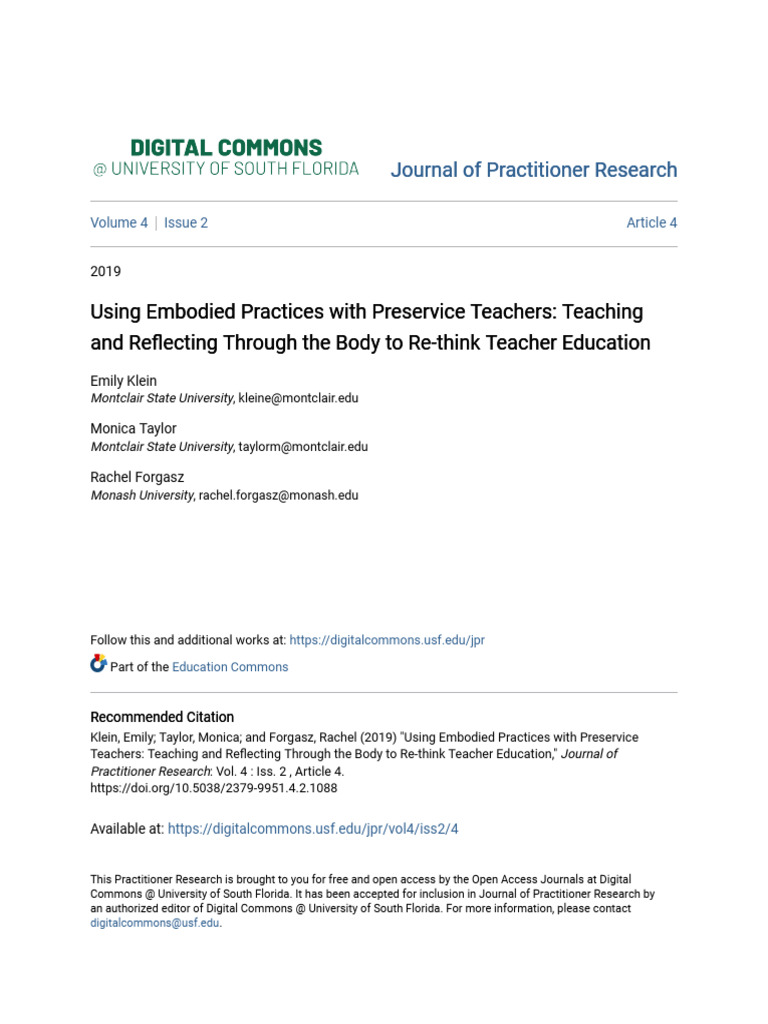 Using Embodied Practices With Preservice Teachers | PDF