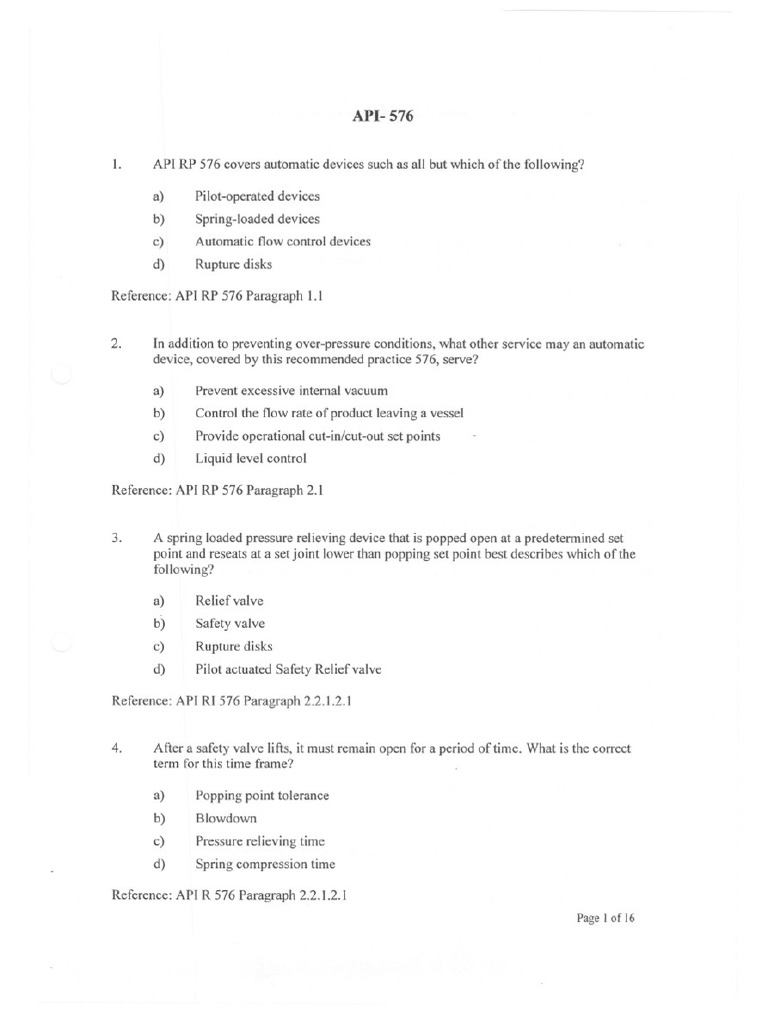 43 - 1 of 3 - Questionare - API 576 | PDF