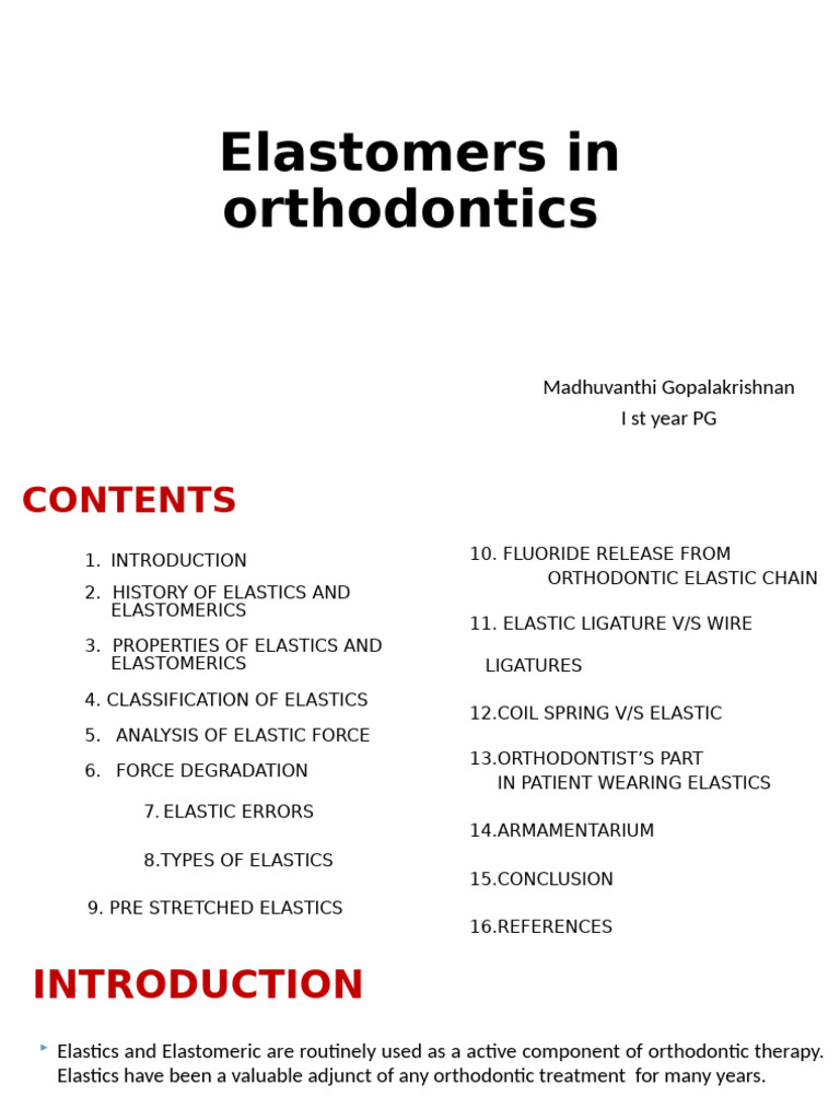 Elastomers in Orthodontics | PDF | Natural Rubber | Polymers
