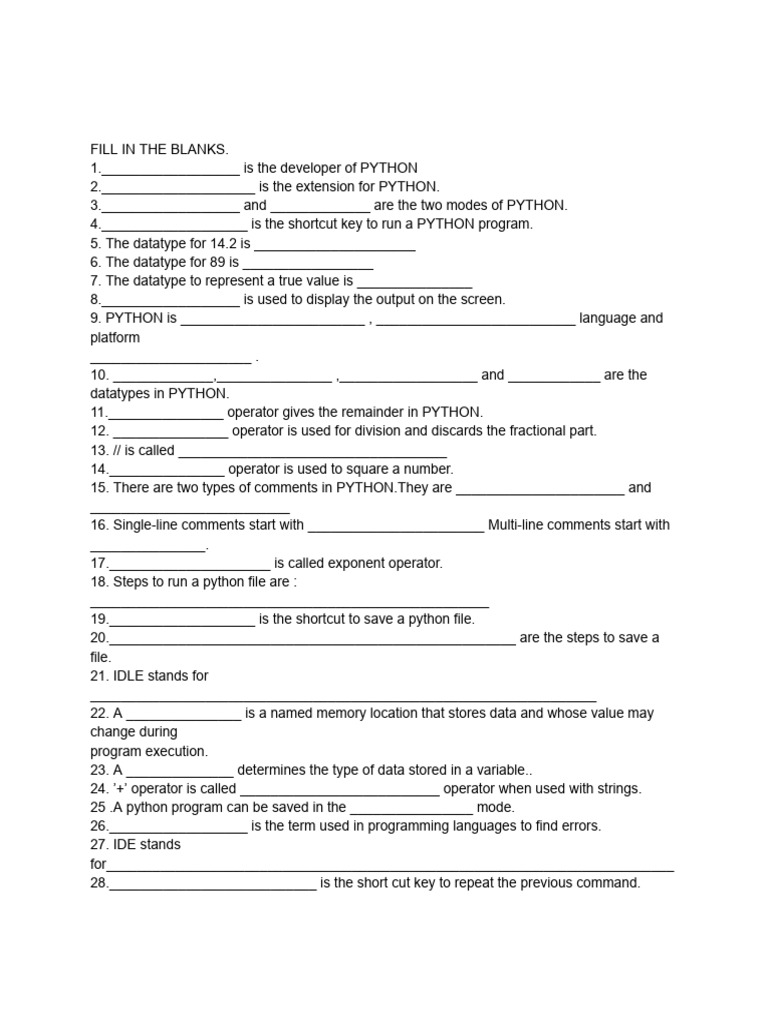 Python Worksheet | PDF Python Worksheet | PDF