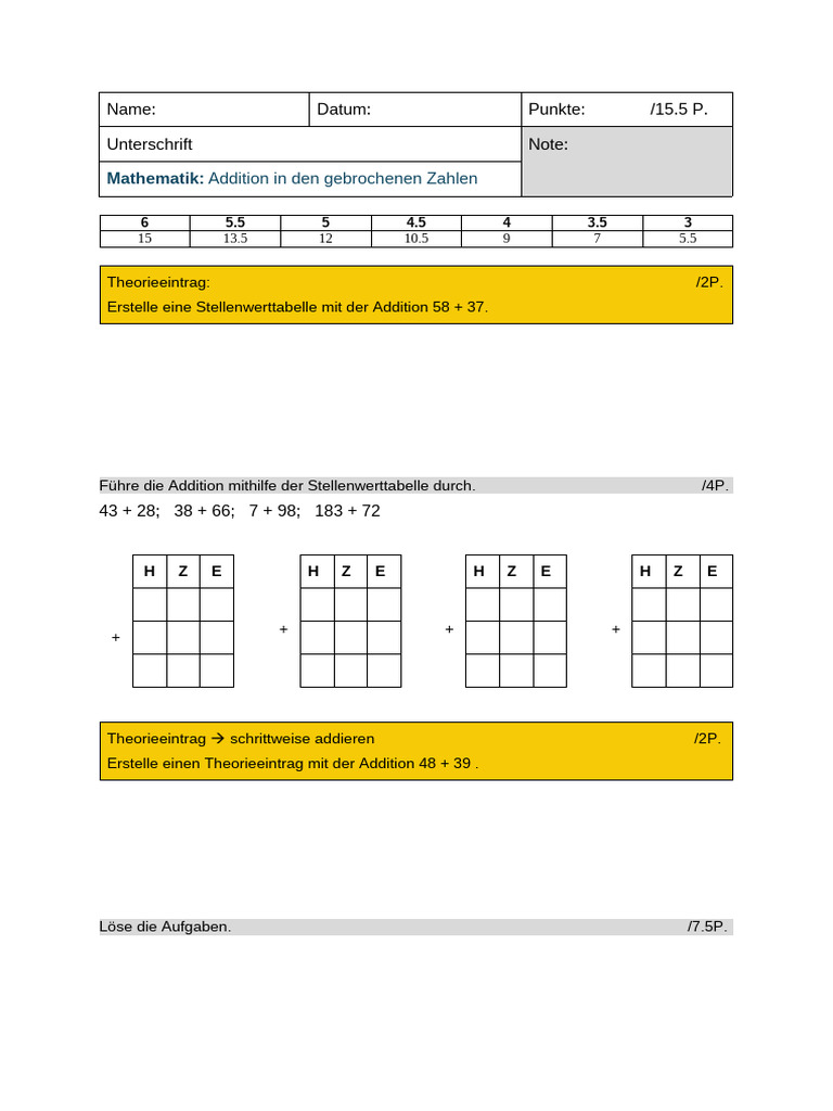 LN Grundoperation Addition - 37 | PDF