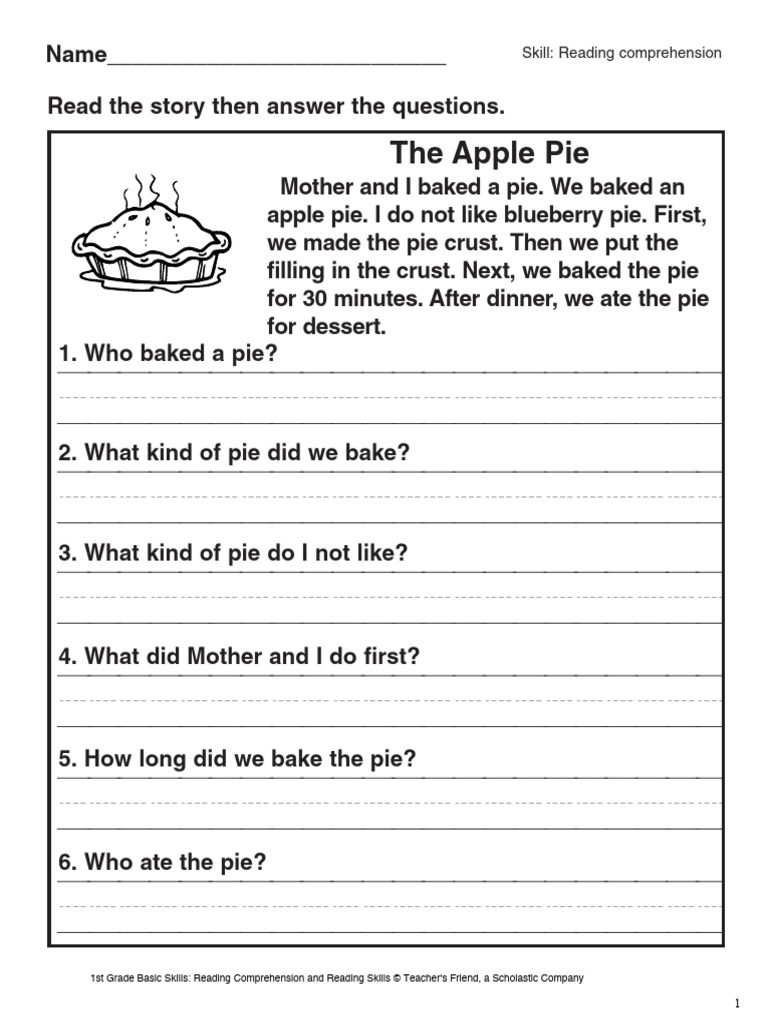 The Apple Pie (Reading Comprehension) | PDF