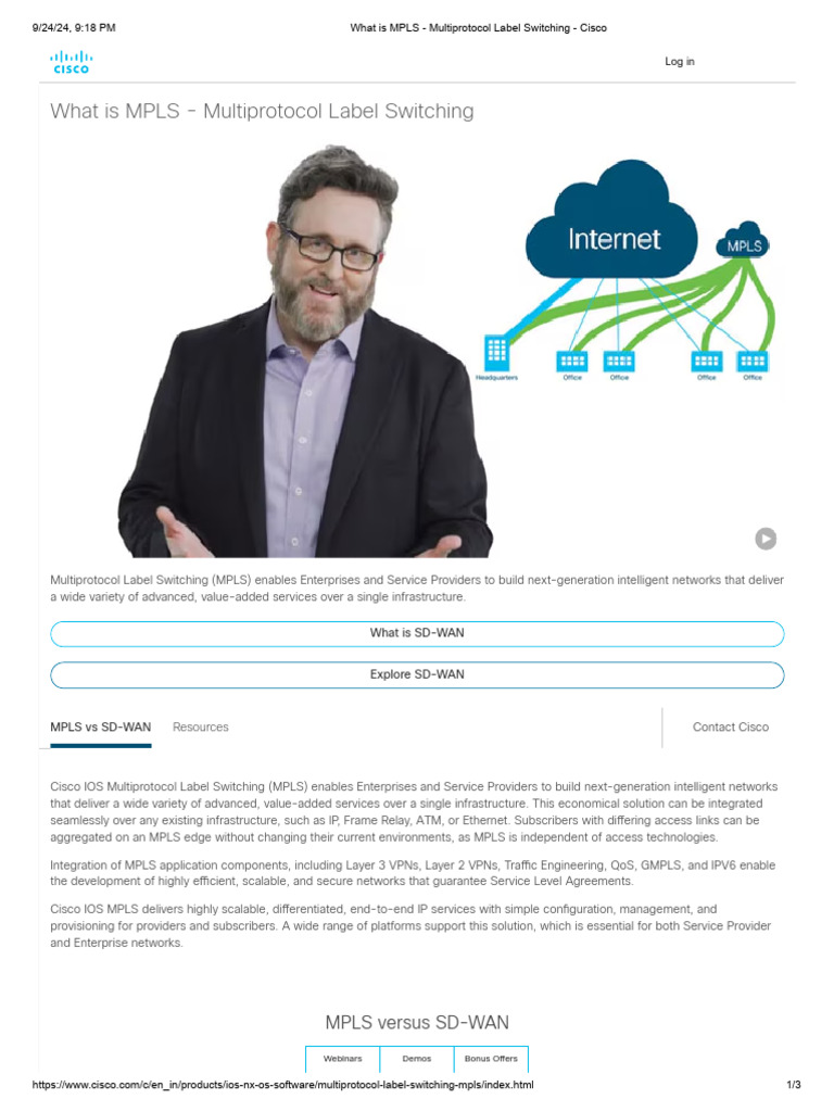 What Is MPLS - Multiprotocol Label Switching - Cisco | PDF
