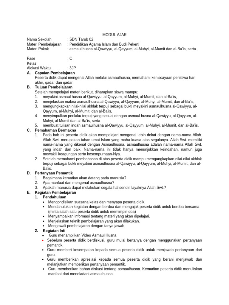Modul Ajar Pabp Kelas 5 Pdf