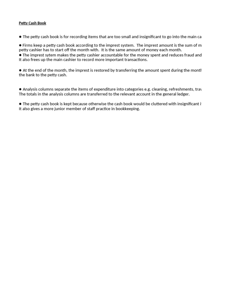 Petty Cash Notes | PDF