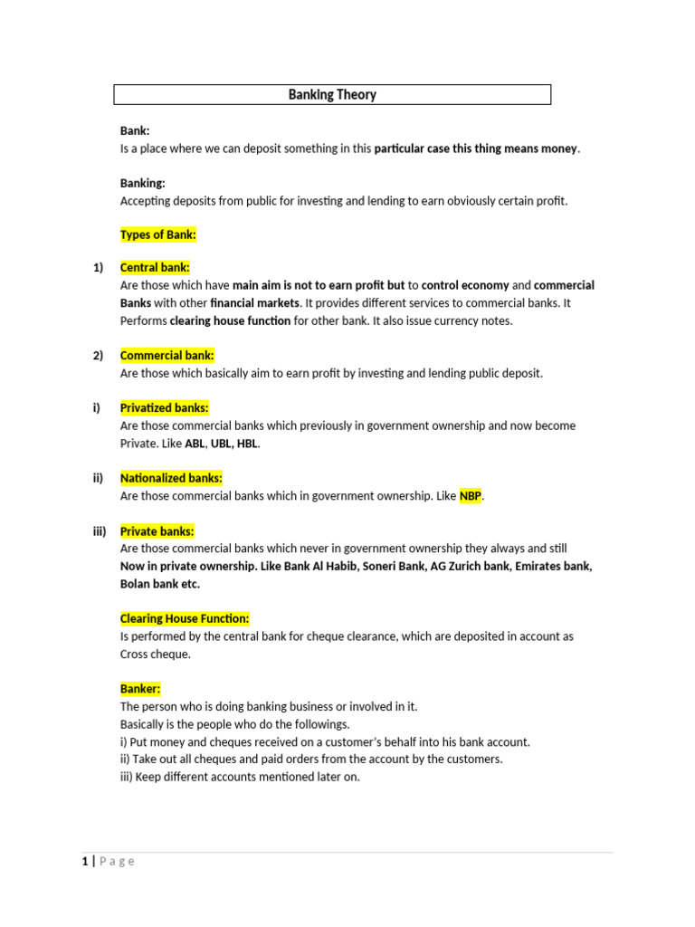 Banking Theory | PDF