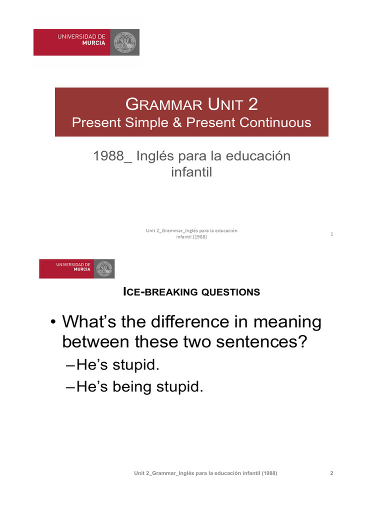 Unit 2. - Present Simple and Continuous | PDF