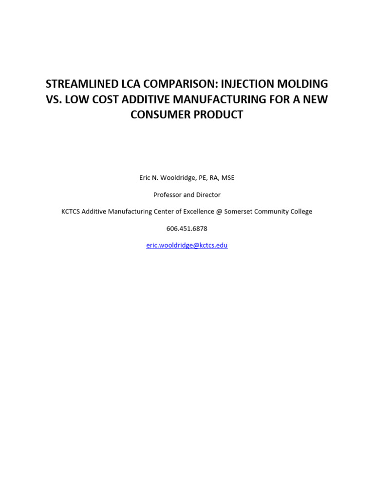 Streamlined LCA LCAM Vs IM | PDF