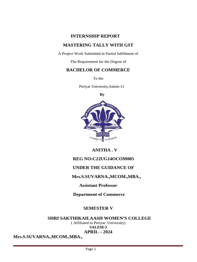 Anitha Internship Project | PDF