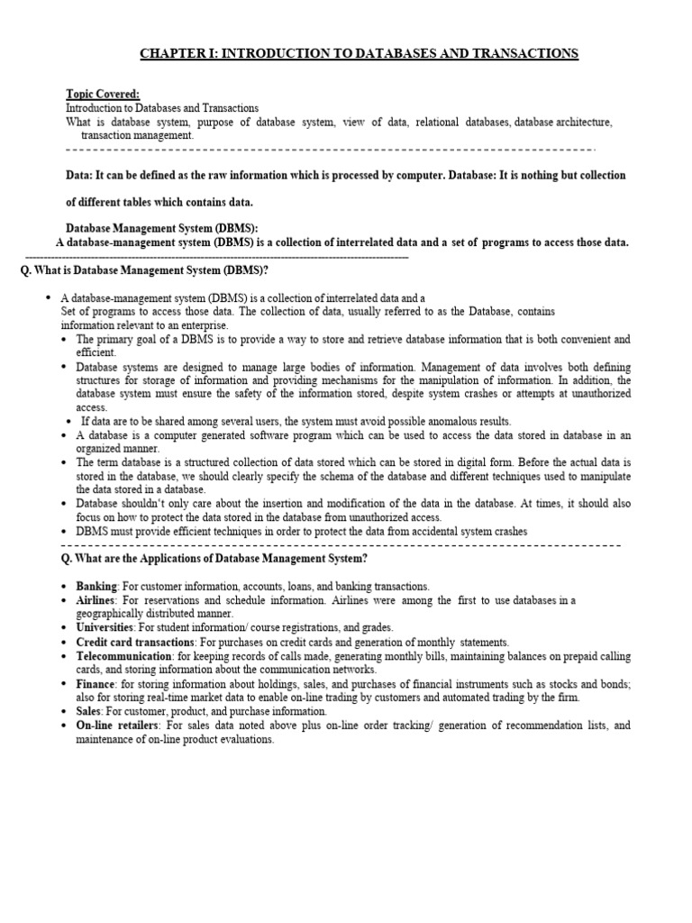 1-Introduction to DBMS | PDF