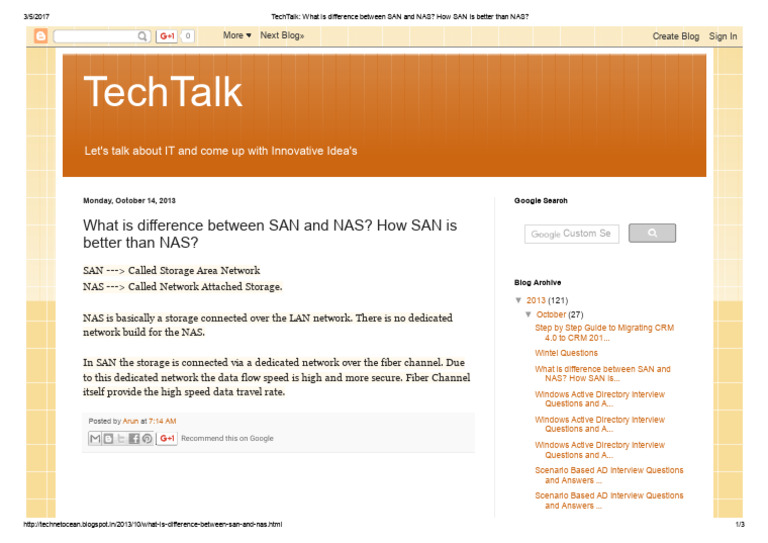 difference between SAN and NAS | PDF