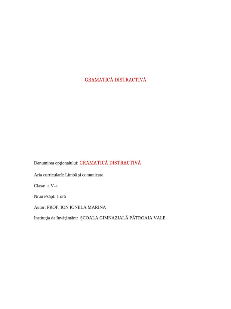 Gramatica DISTRACTIVA Optional V | PDF