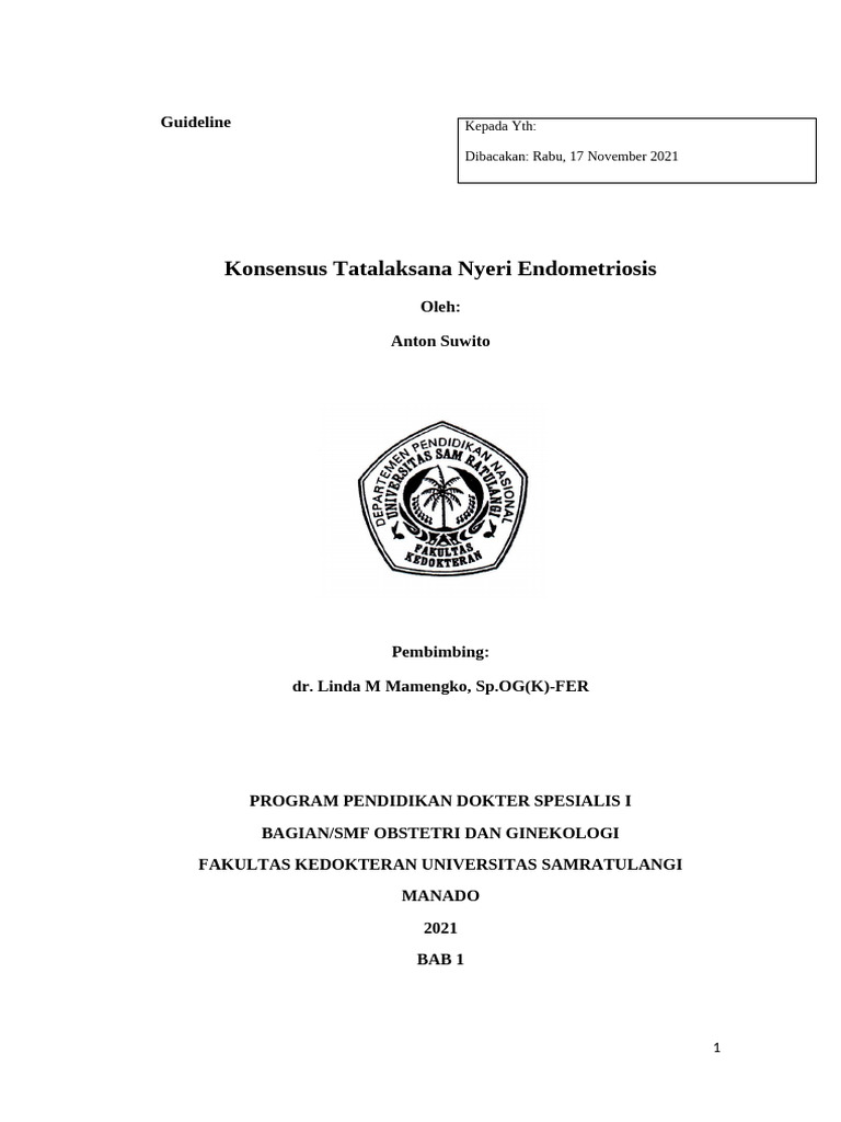 Ilmiah - Guideline - S5 - Konsensus Endometriosis Hiferi - Wi | PDF