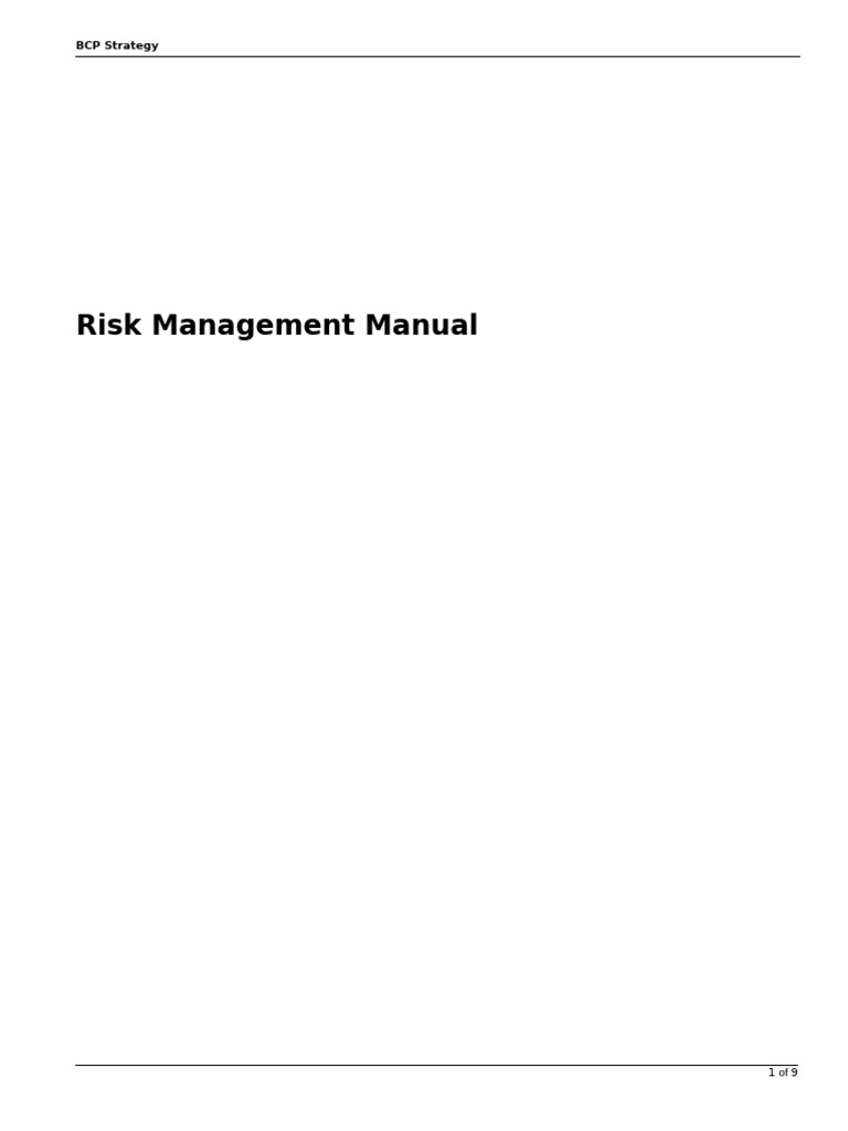Risk Management Manual | PDF
