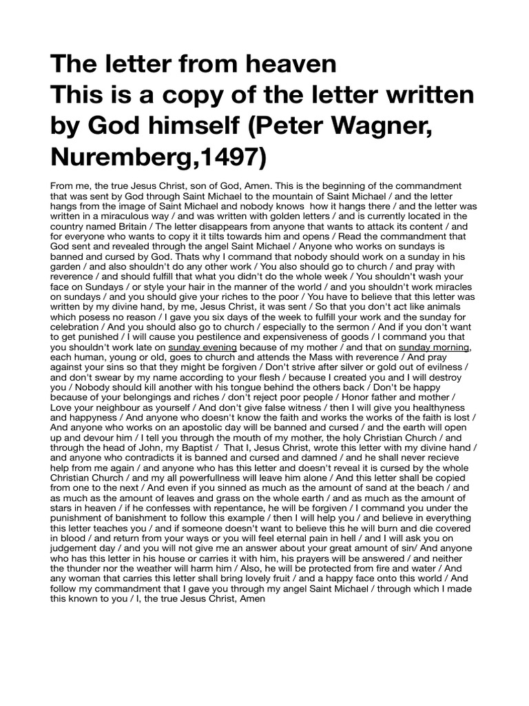 The Letter From Heaven | PDF