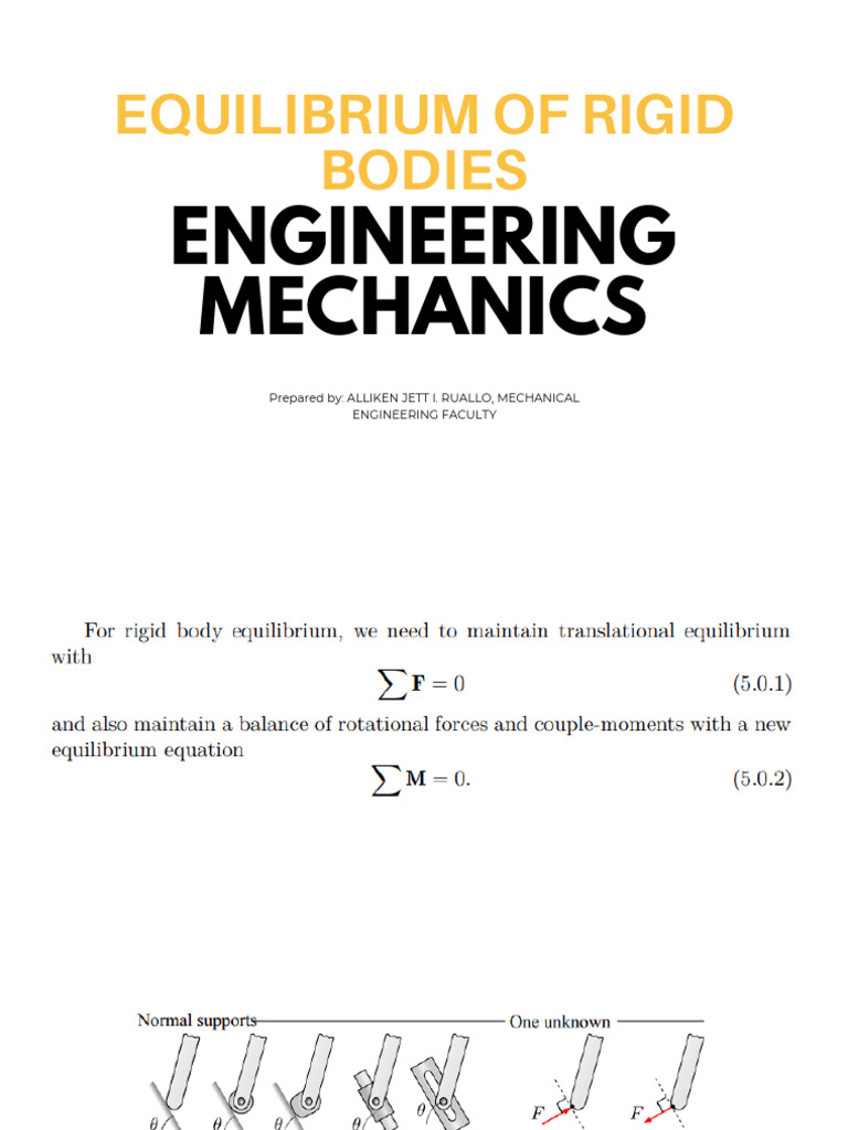 Module 4 ENGINEERING MECHANICS (EQUILIBRIUM OF RIGID BODIES) | PDF