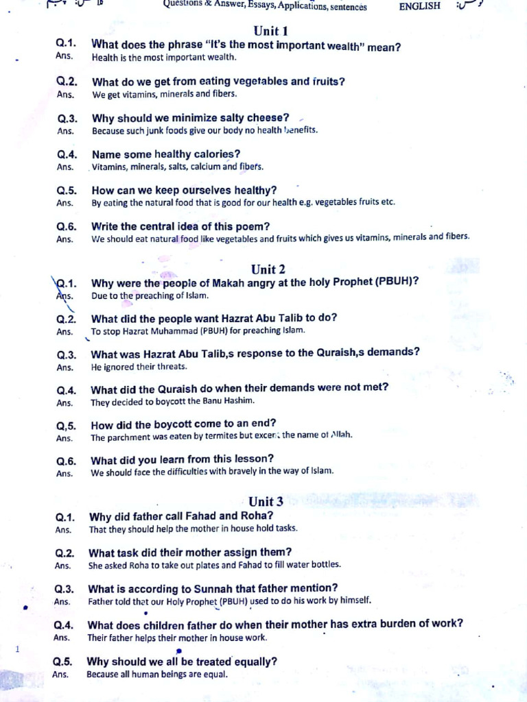 ENGLISH 5th Classs-1 | PDF