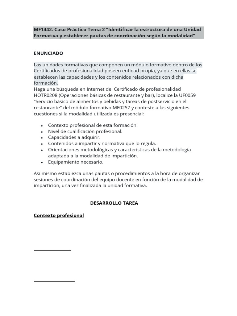 MF1442. Caso Práctico Tema 2 | PDF