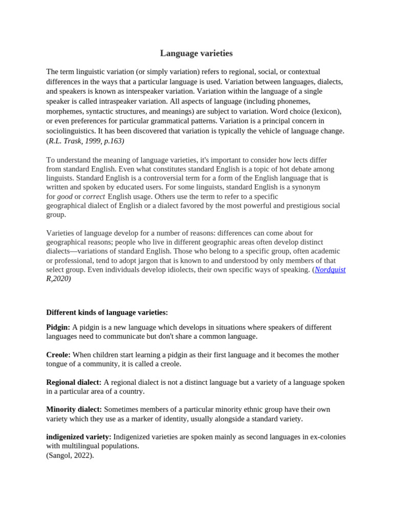 Language Varieties | PDF