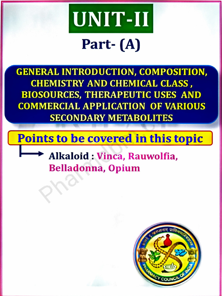 Pharmacognosy Unit 2 | PDF