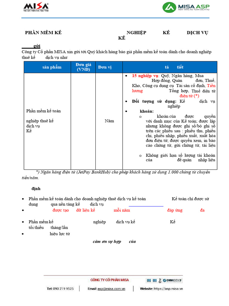 Báo Giá M I PM KTDV MISA ASP | PDF