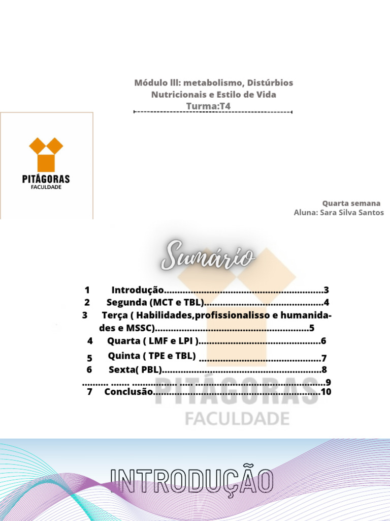 Portfólio 3.4 Sara Silva Santos T4 Módulo LLL - Metabolismo, Distúrbios Nutricionais e Estilo de ...