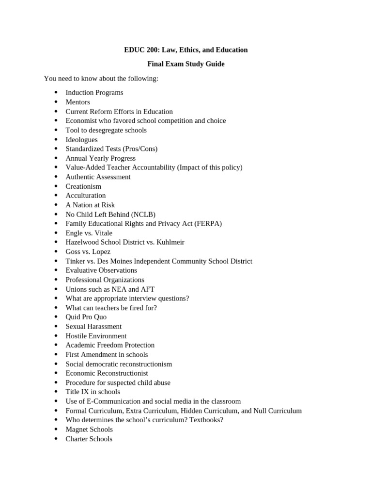 Final Exam Study Guide | PDF