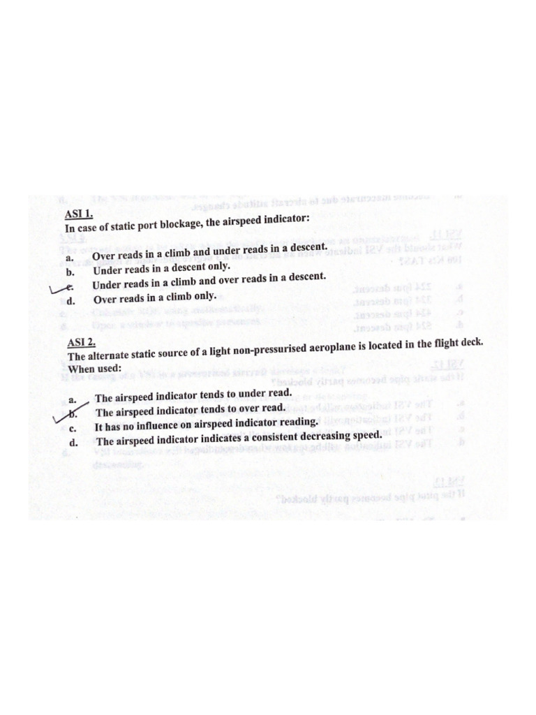 ASI and Airspeed Questions | PDF