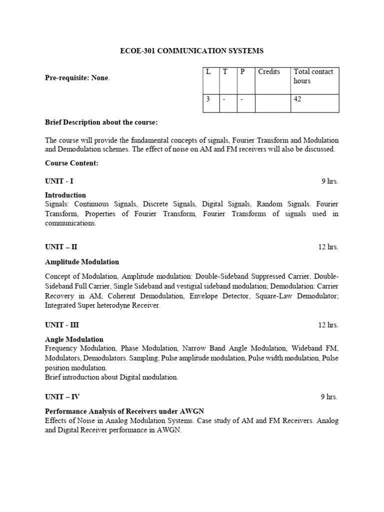 ECOE 301 Comm System | PDF