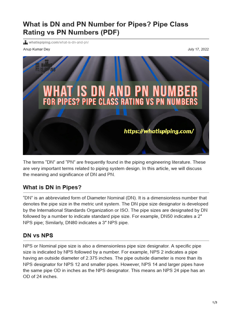What Is DN and PN Number For Pipes Pipe Class Rating Vs PN Numbers PDF ...