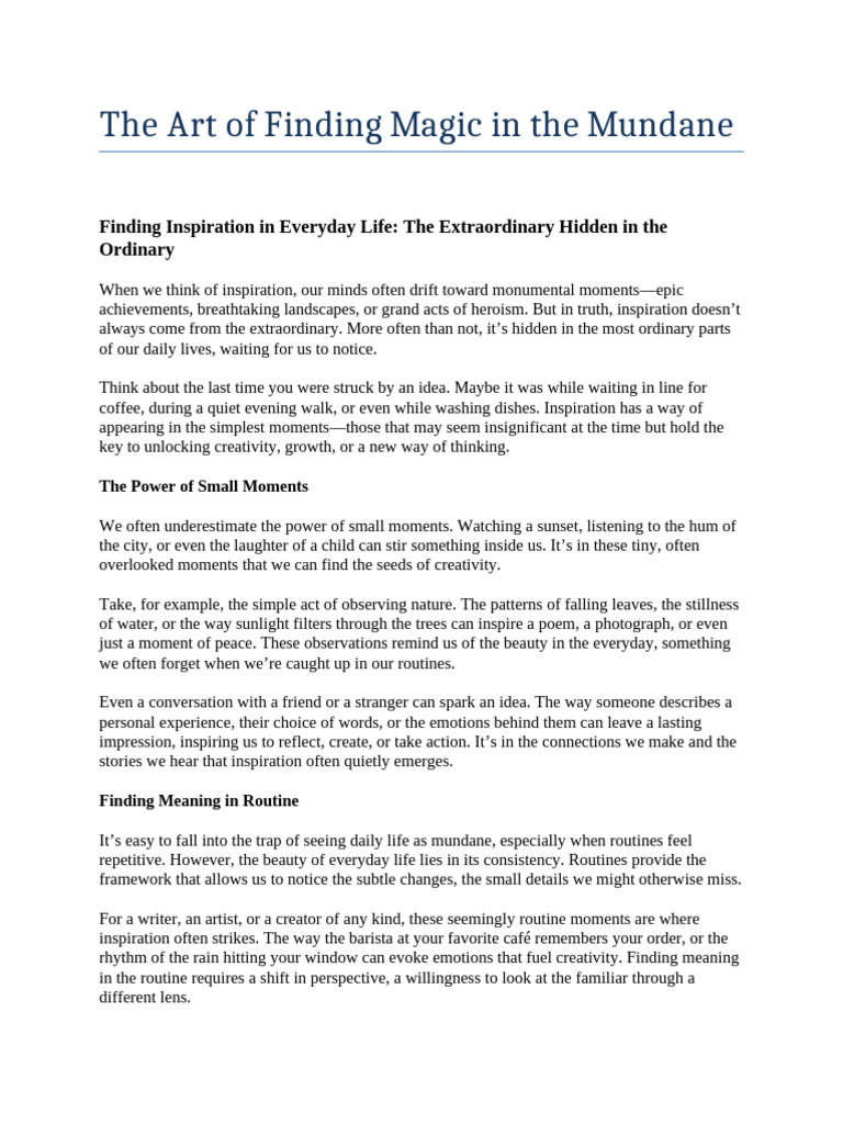 The Art of Finding Magic in The Mundane | PDF