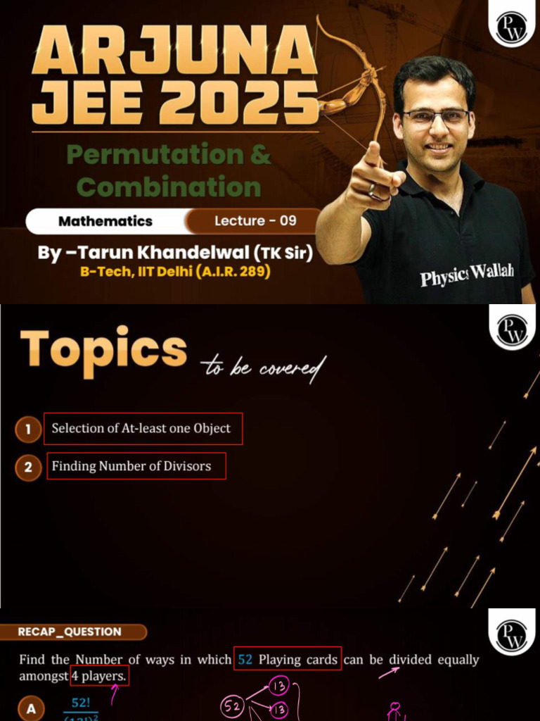 Permutation & Combination 09 - Class Notes - Arjuna JEE 2025 | PDF Permutation & Combination 09 - Class Notes - Arjuna JEE 2025 | PDF