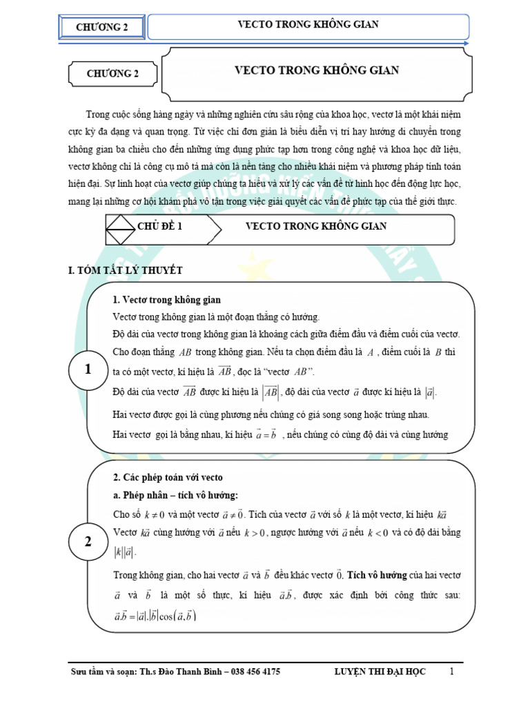 1 Vecto Trong Không Gian | PDF