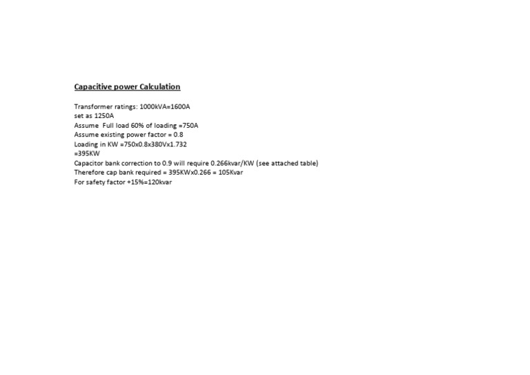 Cap Bank Calculation | PDF